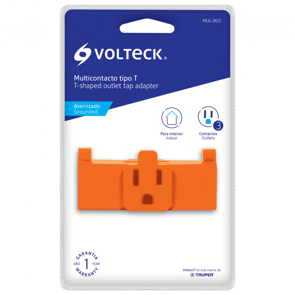 Compra Volteck Multicontacto Tipo ''T'', 3 Salidas, Naranja 46804 ...
