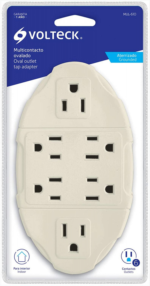 Compra Volteck Multicontacto Aterrizado Ovalado, 6 Salidas, Marfil ...