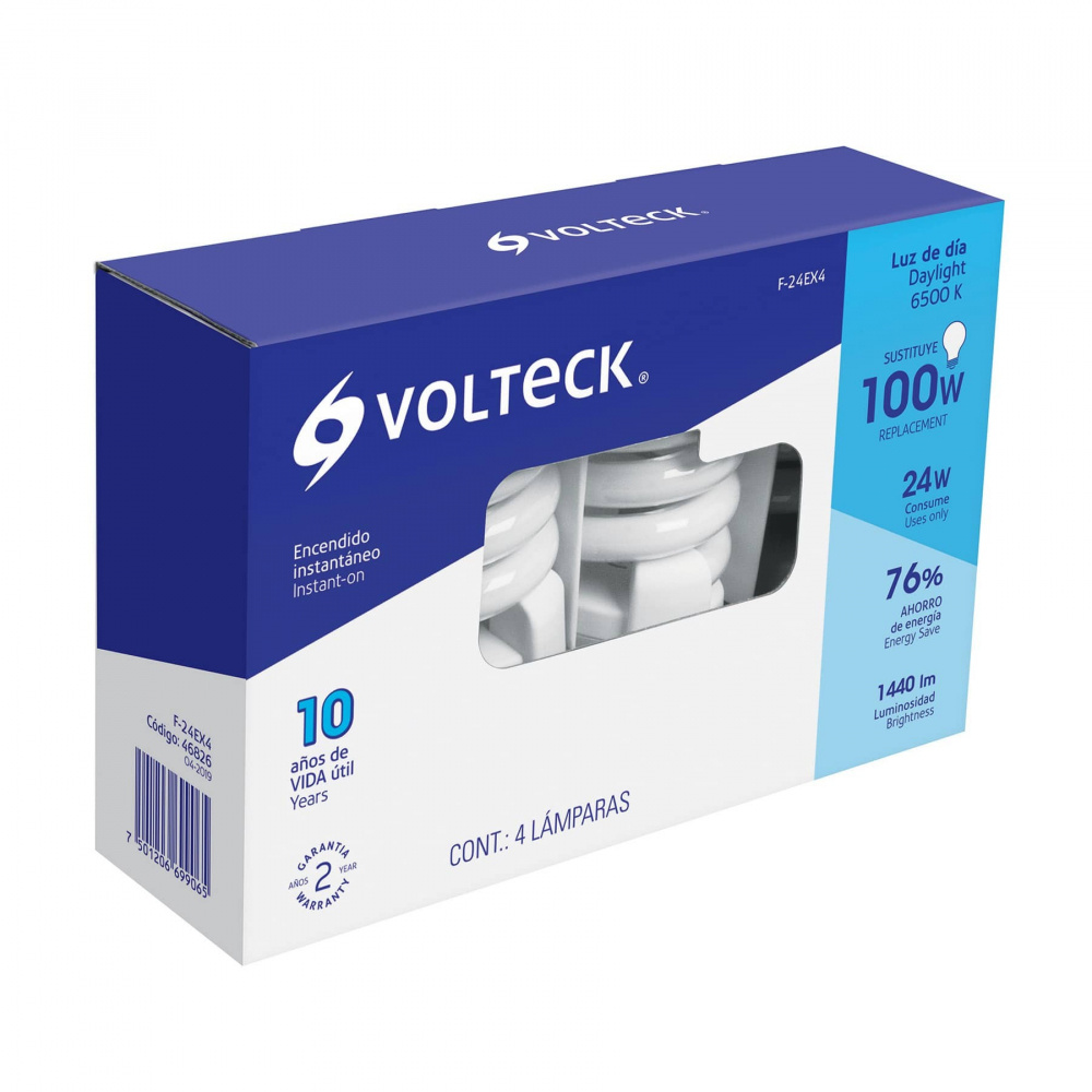 Compra Volteck Foco LED F-24EX4, Luz Fría, Base E26/E27, 24W, 46826 | Cyberpuerta.mx