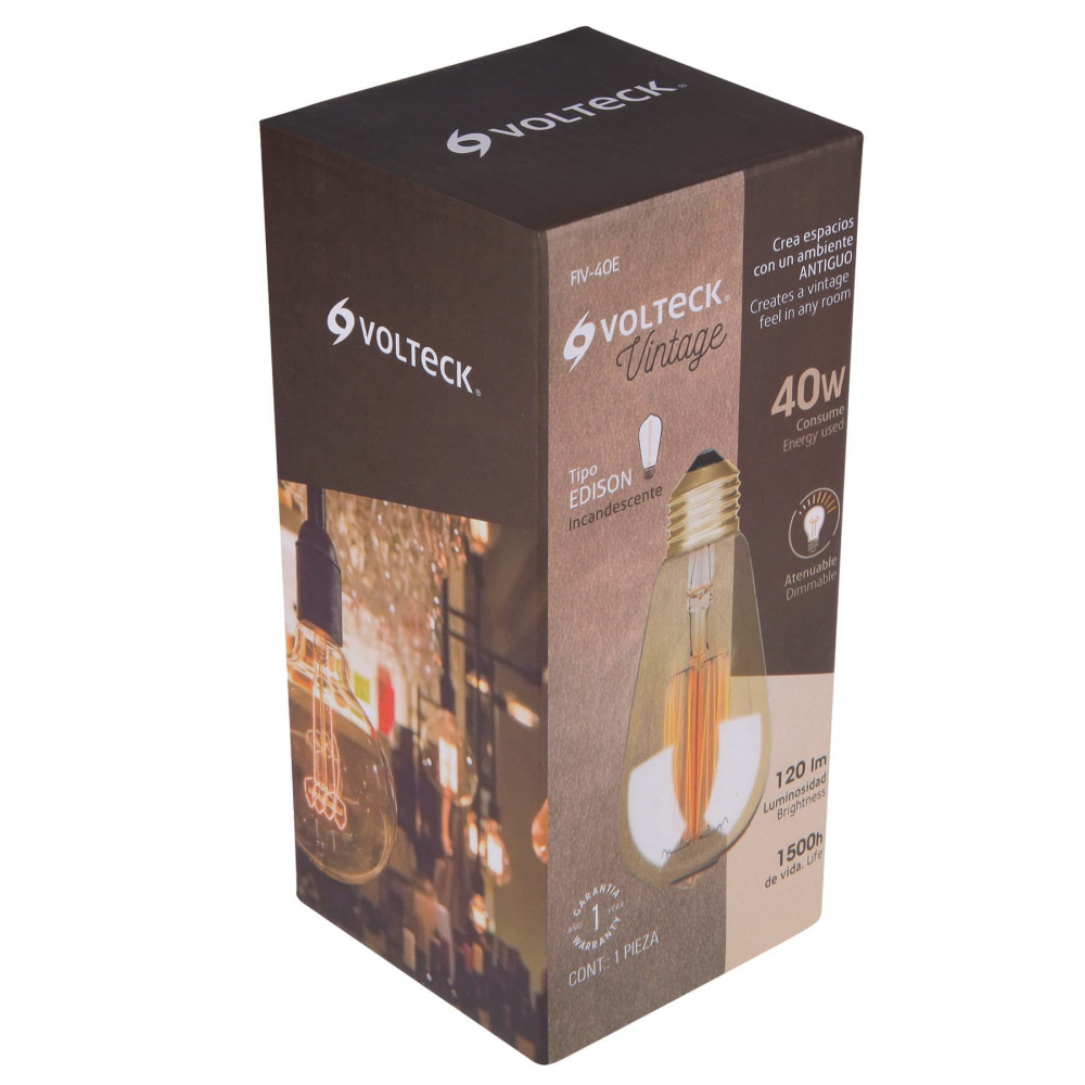 Compra Volteck Foco FIV-40E, Luz Cálida, 40W, 100 Lúmenes, Ámbar, 47104 ...