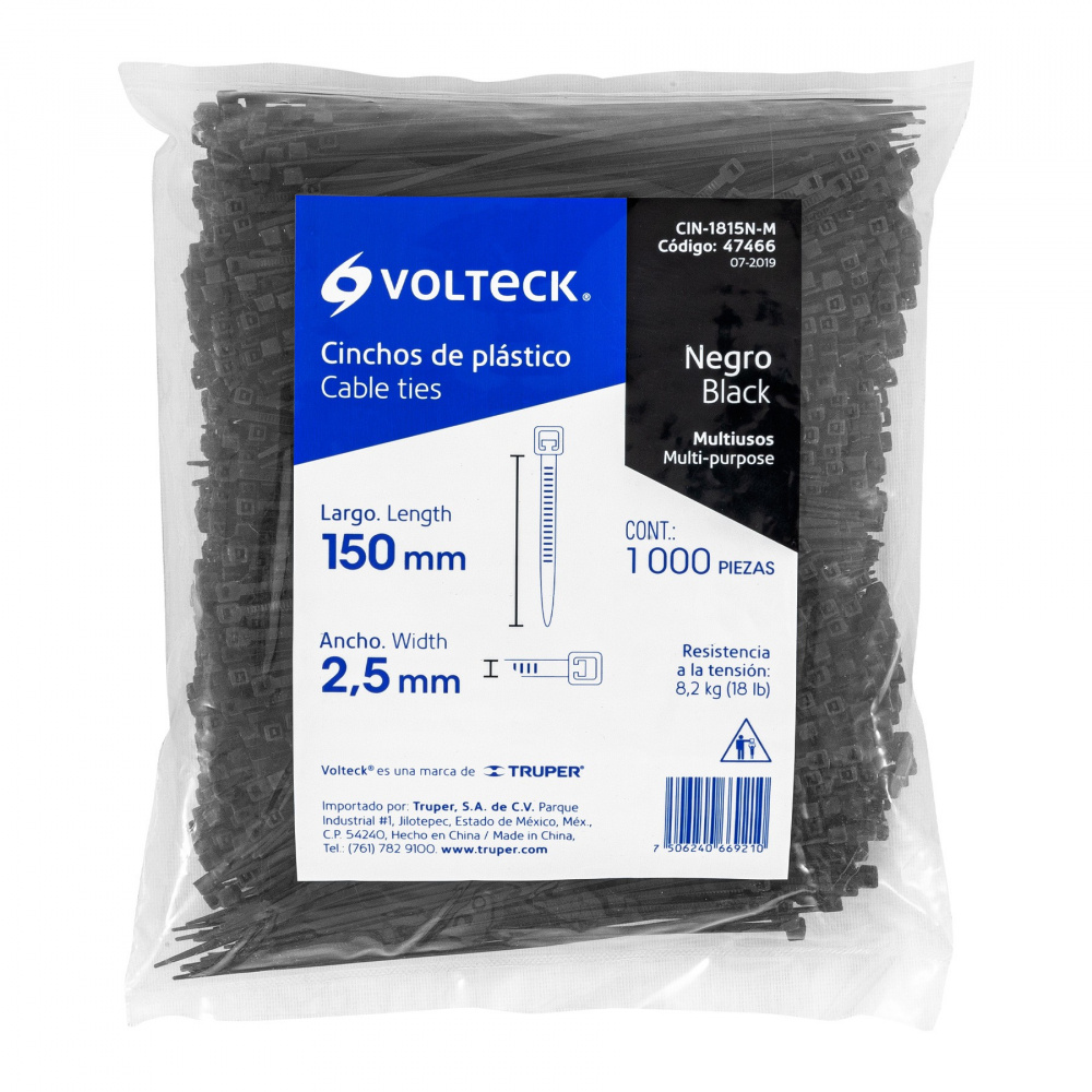 Compra Volteck Cincho de Plástico 15 x 2.5cm 1000 Piezas, 47466 ...