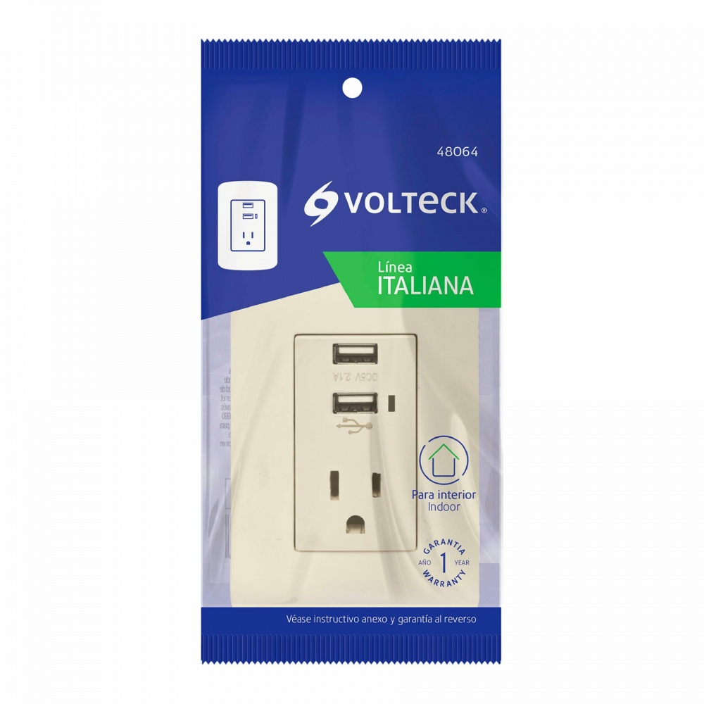 Compra Volteck Placa 2 Puertos USB, 1 Puerto, Marfil 48064 | Cyberpuerta.mx