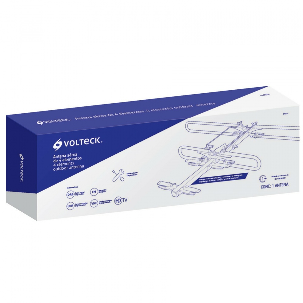 Compra Volteck Antena para Televisión ANDO-4, Exterior, DAB/UHF, Azul ...
