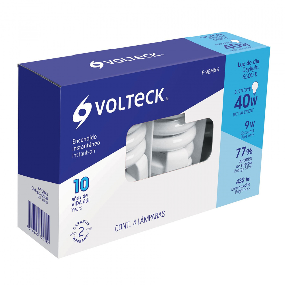 Compra Volteck Foco LED F-9EMX4, Luz Fría, Base E26/E27, 9W, 48508 ...