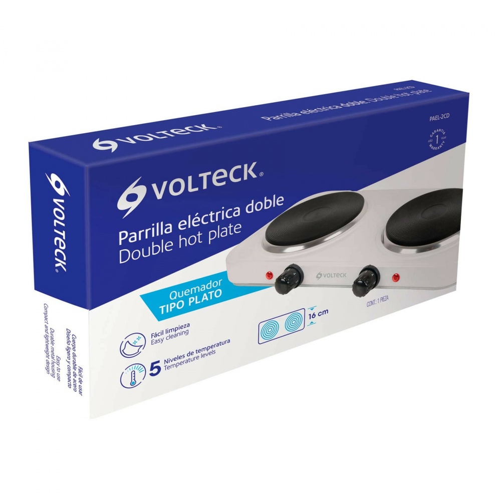 Compra Volteck Parrilla Eléctrica PAEL-2CD 2 Quemadores, Blanco 1000W ...