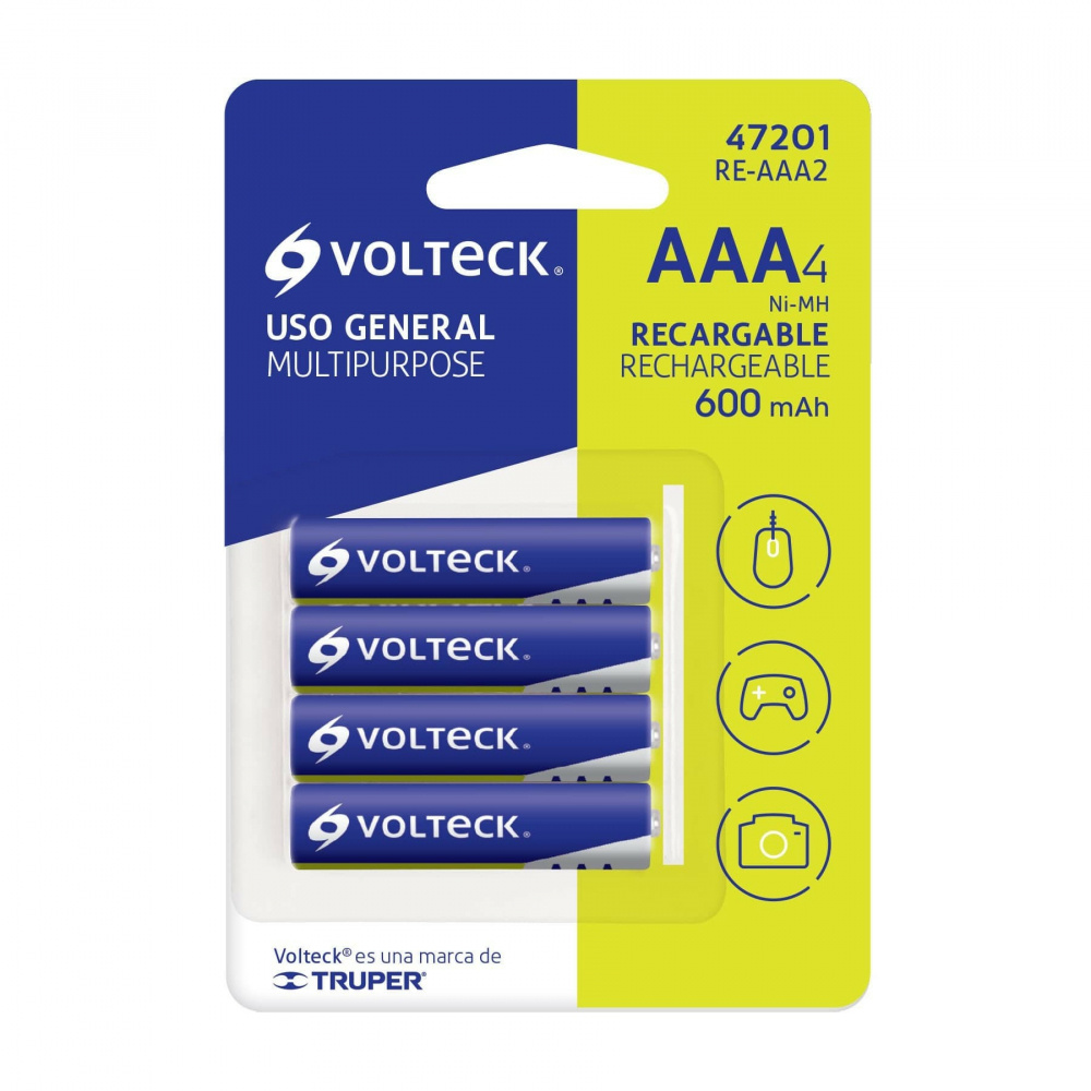 Compra Volteck Pila Recargable AAA, 1.2V, 4 Piezas 47201 | Cyberpuerta.mx