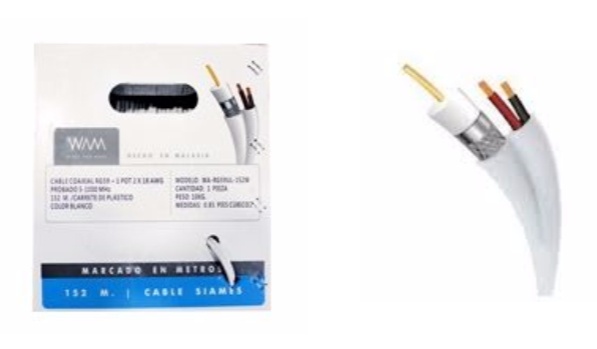 Compra WAM Cable Coaxial RG-59, 150 Metros, Blanco, RG59UL-500W ...