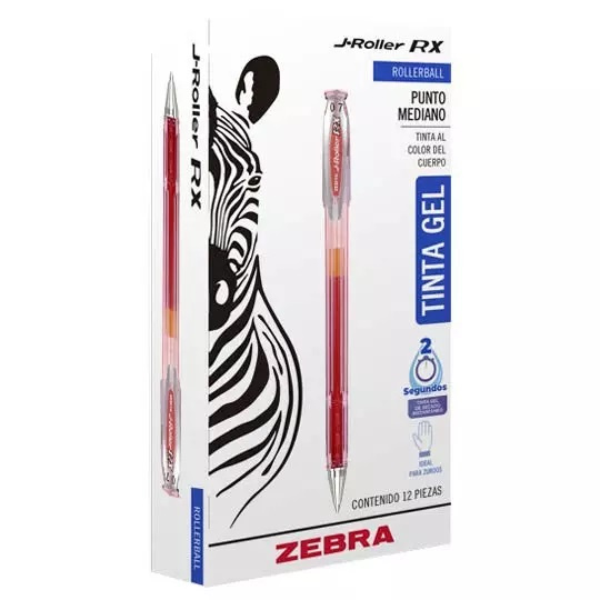 Compra Zebra Bolígrafo J-Roller RX, Punto Medio de 0.7mm, Rojo, ZE-8002 ...